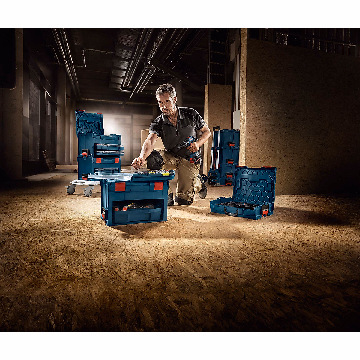 BOSCH L-BOXX-1 4.5 In. x 14 In. x 17.5 In. Stackable Tool Storage Case , Blue