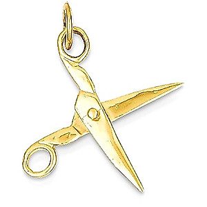 IceCarats 14K Yellow Gold Dangling Scissors Necklace Charm Pendant 26mm x 15mm Only