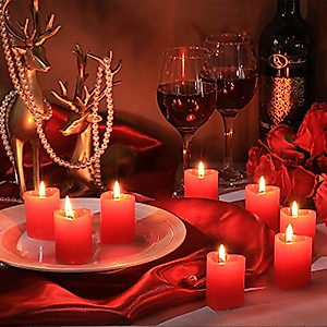 6 Pcs 2'' x 1.65'' Red Heart Shaped Candles Mini Heart Candle Sweet Love Romantic Candles Long Lasting Mini Tea Lights Candles for Valentine's Day Proposal Wedding Party Home Dinner Table Decor