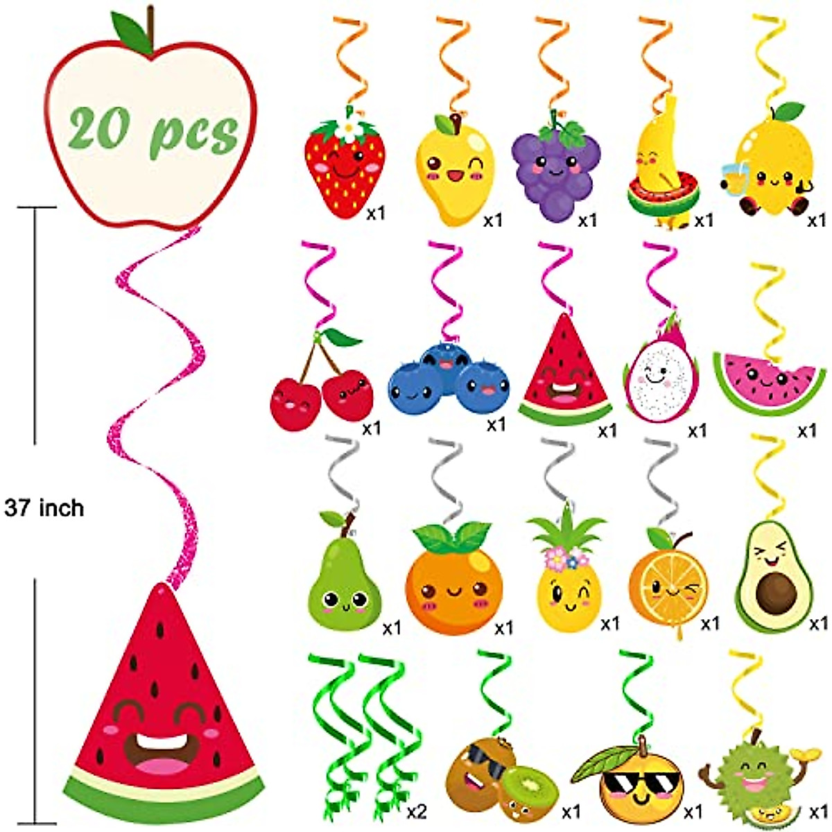 Fruit Haning Swirls Fruit Party Decorations Fruit Decorations for Fruit Themed Party Supplies Summer Party Decorations Hawaii Party Supplies
