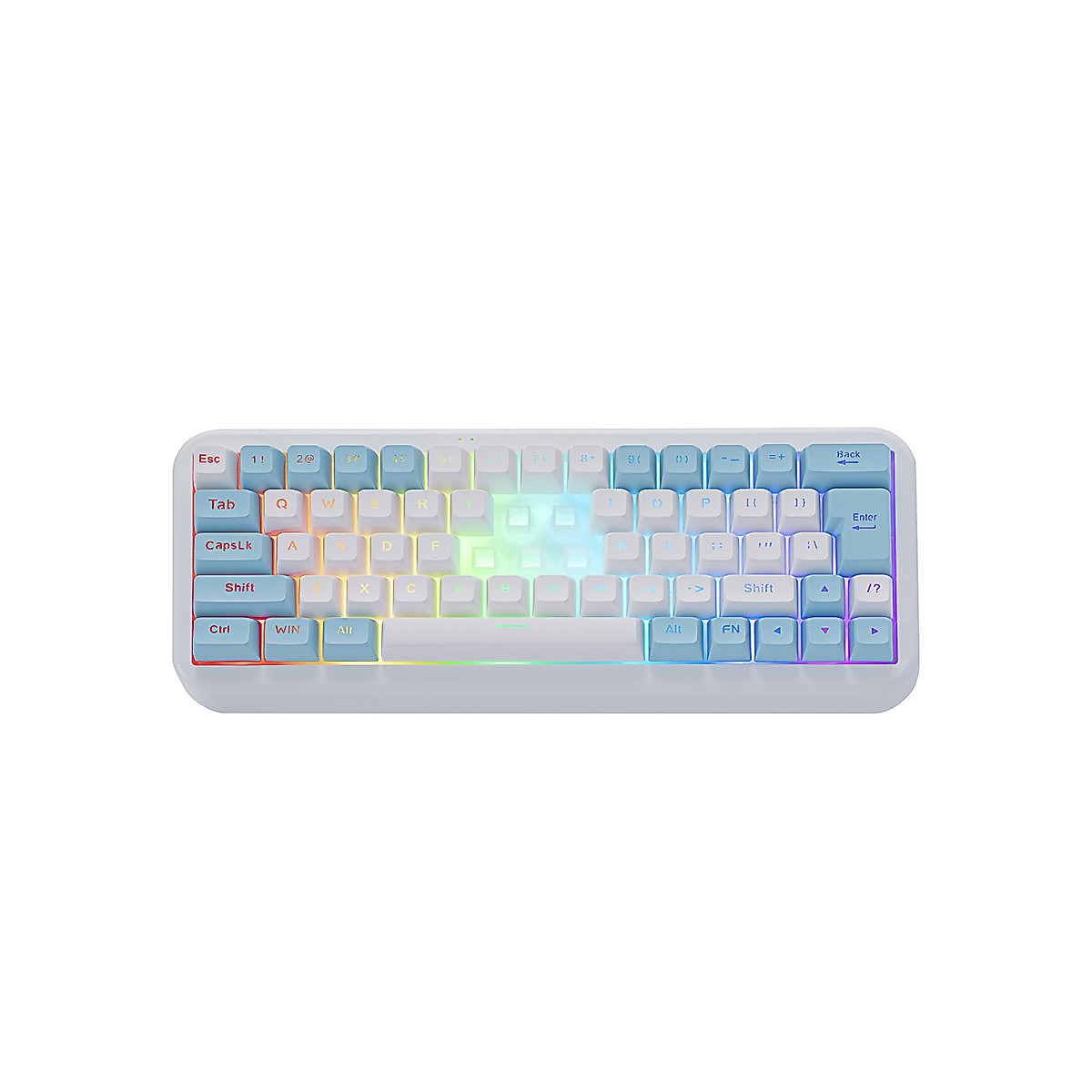 KOLMAX 60% Wireless Gaming Keyboard,Ultra-Compact 2.4G Rechargeable RGB Gaming Keyboard,with Detachable Wrist Rest Backlit Ergonomic 63 Keys Keyboard for Windows Mac PC Xbox PS4 Gamers(Whiteblue)…