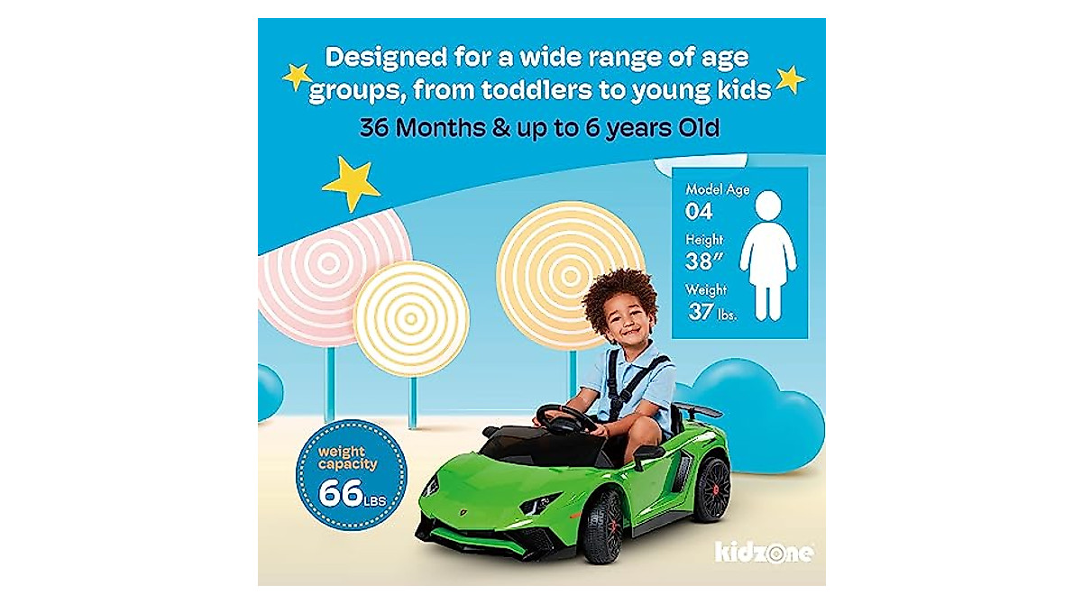 Kidzone Kids 12V Lamborghini Ride-On Car - Fun & Safe