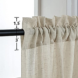 Tan Curtains 54 Inch Length for Nursery Room 2 Panel Rod Pocket Short Neutral Semi Sheer Linen Drop Cloth Look Light Filtering Cotton Curtains for Bedroom Guest Picture Window Kitchen Spa Office Beige
