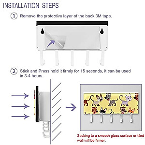 Coat Rack Wall Mounted, 5 Rail Wall Decorative Hooks Hanging for Clothes Hat Towel Purse Key, 7 Inches, 4.4lbs(Max), Yellow Dog Cat