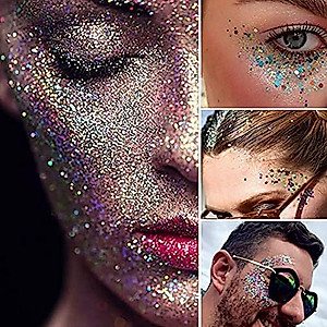 Holographic Chunky Glitter, Rose Gold Glitter, Chunky Mix Glitter, Poly Holographic Chunky Mix Glitter for Resin, DIY, Body & Nail Art Decoration