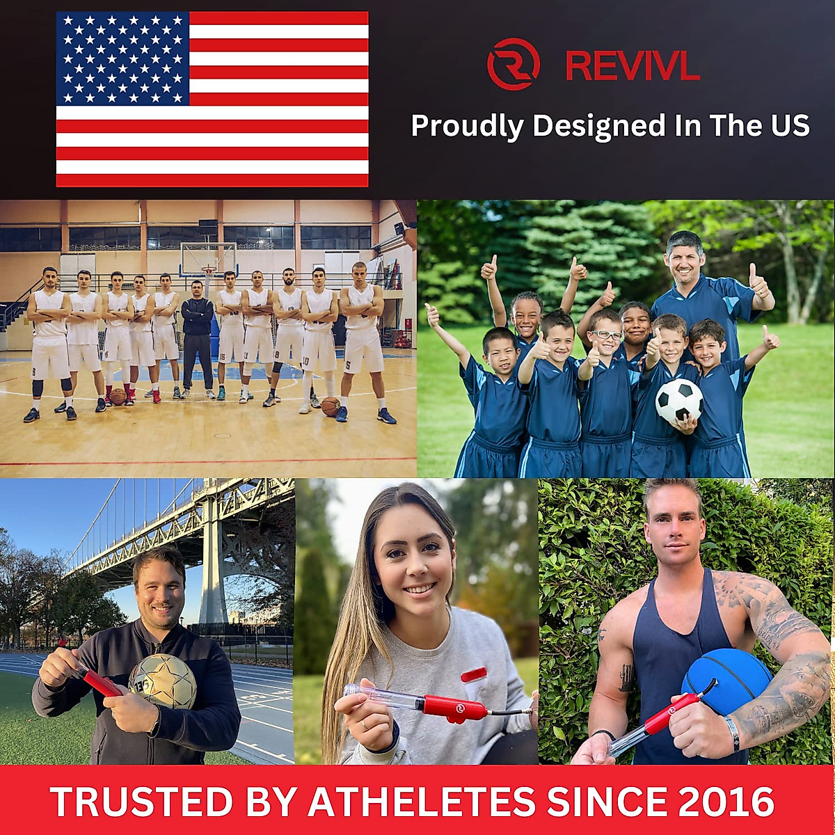 Ball Pump for Sports Balls - 5 Needles - Basketball Pump, Soccer Ball Pump - Air Pump for Balls, Volleyball, Football Accessories Equipment - Hand Pump for Inflatables - Never Lose Pin with Holder