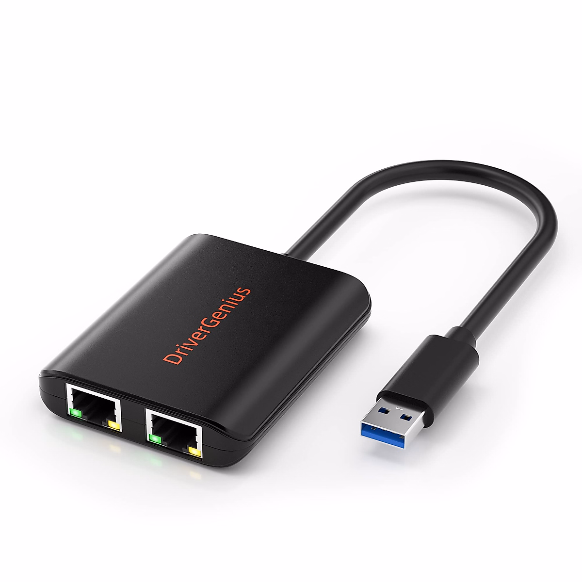 DriverGenius USB 3.0 to Dual Port Gigabit Ethernet Adapter NIC w/USB Port - Compatible for Windows 11, macOS 15 (CU200)