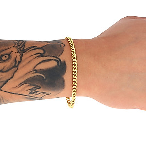 Nuragold 14k Yellow Gold 4.5mm Miami Cuban Link Chain Bracelet, Mens Womens Jewelry 7" 7.5" 8" 8.5" 9"