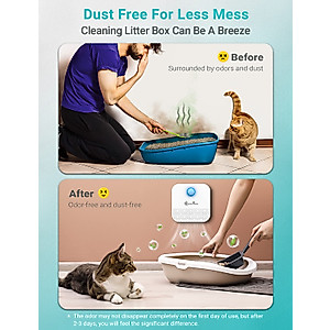 DownyPaws Cat Litter Deodorizer, Rechargeable 4000 mAh Odor Eliminator Cat Litter Box, Dust-Free, 14-Day Battery Life, No Consumables
