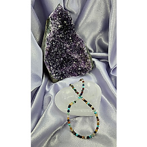 Rainbow Chakra Beaded Gemstone Necklace, Mixed Gemstone Choker, Real Gemstones, Crystal Beaded Choker Necklace, Layering Necklace, Gift for Her Blue 16 Inches