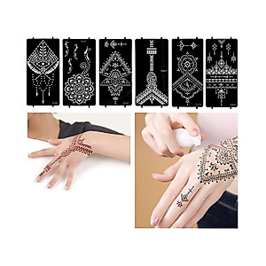 TinkTac 22 Sheets Henna/Mehndi Tattoo Stencils, Henna Body Art Templates
