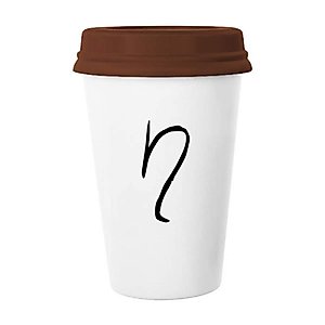 Greek Alphabet Eta Black silhouette Mug Coffee Drinking Glass Pottery Ceramic Cup Lid