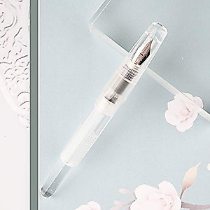 C2 Fountain Pen Fine Nib, Eyedropper Filling, Clear Transparent Acrylic, Large-Capacity Gift Set (Clear Color Only)