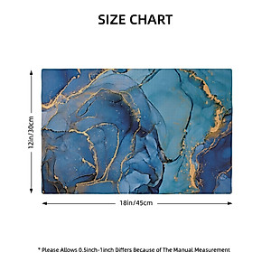 Blue Gold Marble Faux Leather Placemats Set of 4 Washable Non-Slip Heat Resistant 12×18 Inchdecorative Linen Fabric Table Vintage Mat for Party Kitchen Dining