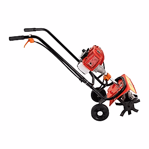 Mini Tiller Cultivator 52CC 2-Stroke Gas Powered Rototiller Hand Rotary Cultivator Lightweight Tiller Garden Tool for Lawn, Digging, Weed Removal, Soil Cultivation