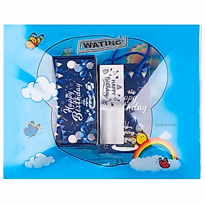 WATINC Surprise Gift Box Explosion - 16pcs Birthday Surprising Gift Boxes Exploding for Money, 12 Bounces Money Boxes Explosion with Confetti, Blue Pop Out Cash Holder for Bday Party Supplies