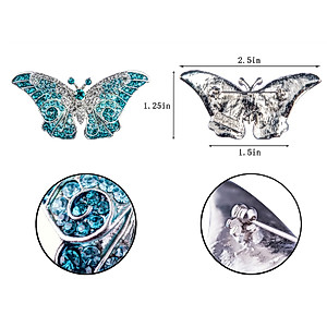 Alilang Empress Monarch Winged Butterfly Swarovski Crystal Rhinestones Brooch Pin , Blue