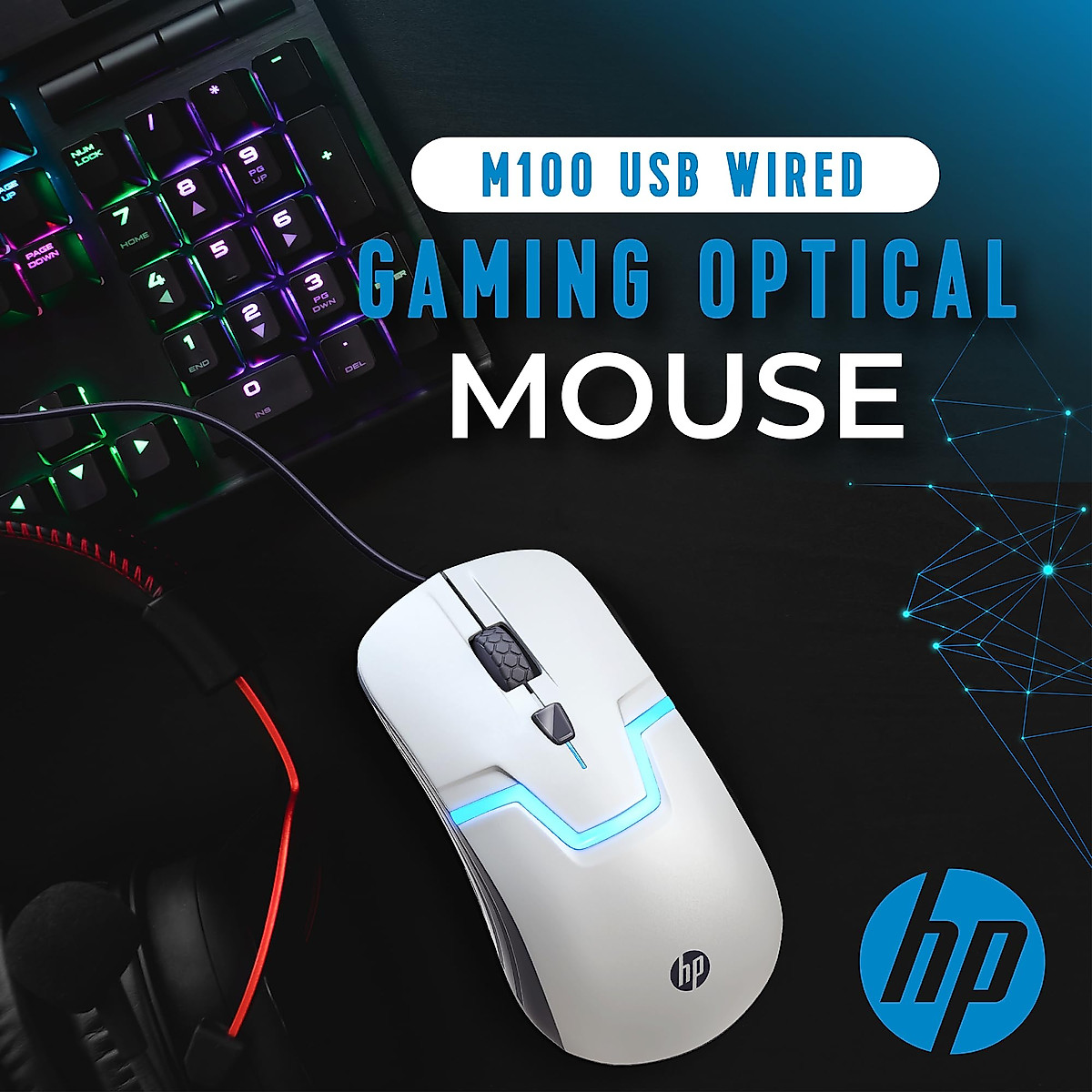 HP Wired Gaming Mouse, PC Gaming Mice, High Performance Mouse Gamer with Optical Sensor, 3 Buttons, 7 Color LED for Computer Notebook Laptop Office Home