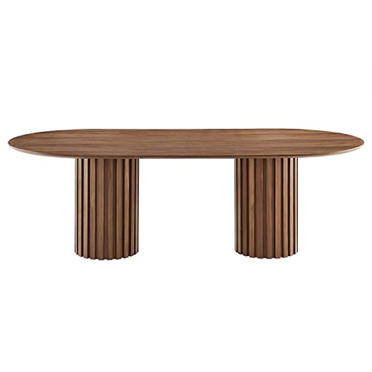 Modway Senja 95" Oval Modern Style MDF and Wood Dining Table in Walnut