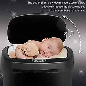 Better Choicet Kitchen Trash Can with Touch-Free Motion Sensor, Automatic Stainless-Steel Trash Can with Lid, Anti-Fingerprint Mute Designed Garbage Can Waste Bin,13.2 Gallon / 50 Liter (Black)