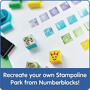 hand2mind Numberblocks Stampoline Park Stamp Activity Set, 20 Kids Stamps, 12 Washable Ink Pads, Number Toys, Preschool Math Toys, Counting Toys, Kids Arts and Crafts, Birthday Gifts for Kids