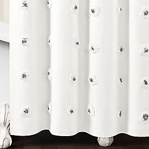 Lush Decor Boho Circle Tufted Yarn Dyed Eco-Friendly Recycled Cotton Shower Curtain, 72" x 72", Gray