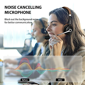 Arama USB Headset with Microphone Noise Cancelling & in-line Call Controls, Ultra Comfort 3.5mm Wired Headset for Cell Phone, Computer Headset with Mute for PC Laptop Skype Webinar Home Office