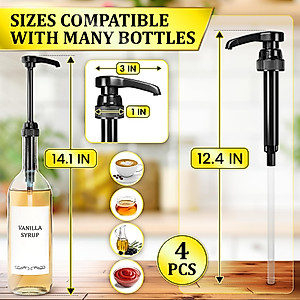 Black Pump Coffee Syrup Pumps - 4 Pcs Coffee Creamer Pump Dispenser Milk Pump for Gallon Black Cherry Juice Bottle Pumps Soda Can Pump - Ketchup Can Pump Half Gallon Pump Squirt Bottle Pump Reluen