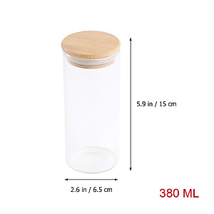 Amosfun 380ml Glass Jar Sealed Food Storage Container with Lids for Kitchen Spice Coffee Loose Bean Sugar Salt
