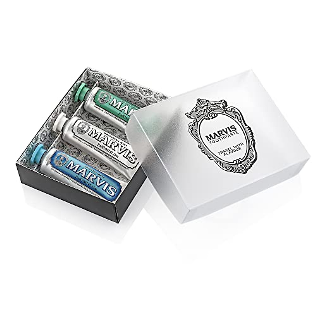 Marvis Marvis Travel with Flavor, Aquatic Mint, Whitening Mint, Classic Strong Mint, 3 Count, 1.3 oz Each