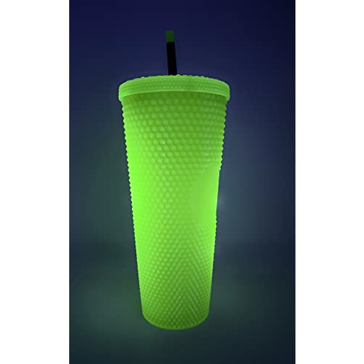Starbucks 24 oz Double Wall Glow in the Dark Black Light UV Slime Green Cold Cup Tumbler