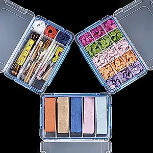 BangQiao 2 Pack Adjustable Plastic Divider Storage Box Container for Bead, Button, Small Parts, 15 Grids, Clear