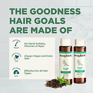 Soapbox Tea Tree Conditioner, Sulfate Free, Paraben Free, Silicone Free, Color Safe, and Vegan Hair Conditioner (33.8 Ounces)