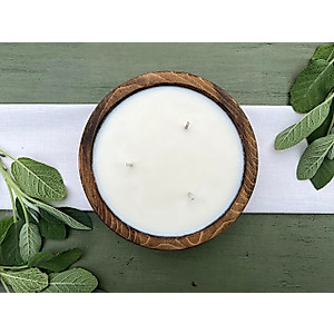 Bonneville Handmade Candles | 7 1/2" x 2" Hand Poured Pine Wood Bowl Candle, 3 Wick Dough Bowl Candle | Up to 35 Hour Burn Time | 100% Soy Wax | Scented Candle Rustic Holiday (Toasted Pumpkin Spice)