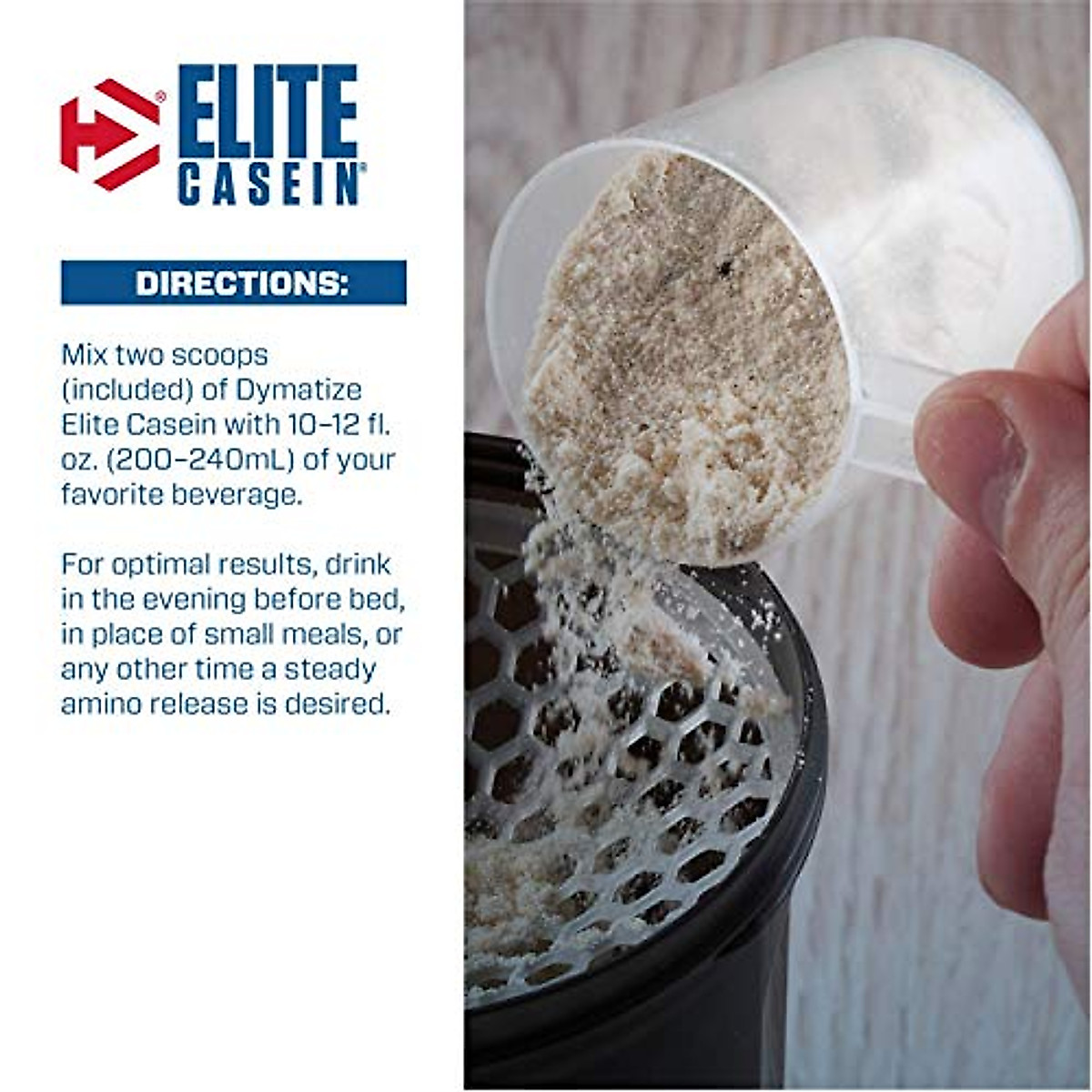 Dymatize Elite Casein Protein Powder, Slow Absorbing with Muscle Building Amino Acids, 100% Micellar Casein, 25 g Protein, 5.4 g BCAAs & 2.3 g Leucine, Helps Overnight Recovery, Cinnamon Bun, 64 Oz