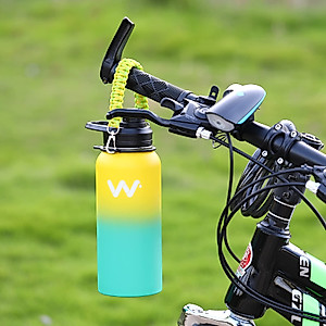 WEREWOLVES 32 oz Insulated Water Bottle With Paracord Handles & Strap & Straw Lid & Spout Lid,Reusable Wide Mouth Vacuum Stainless Steel Water Bottle for Adults (New-Yellow Green, 32 oz)