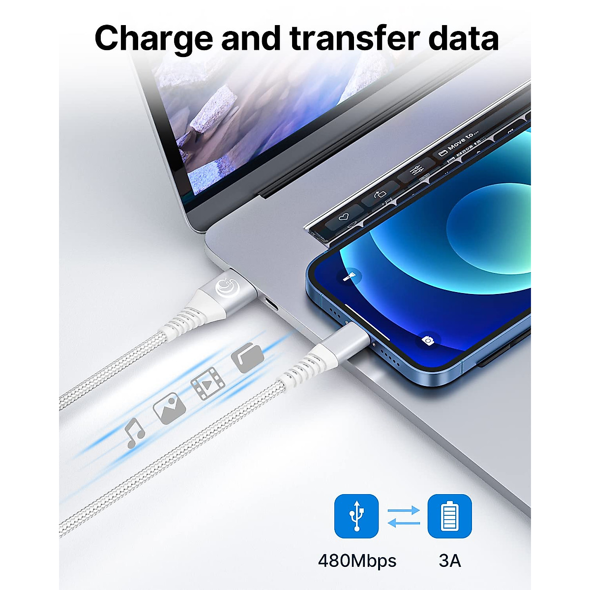 Aioneus iPhone Charger 6FT 2Pack, Apple MFi Certified Lightning Cable, Nylon Braided Charging Cord, Fast Phone Charger Cable Compatible with iPhone 14 13 12 11 Pro Max XR XS 8 7 Plus SE 2020