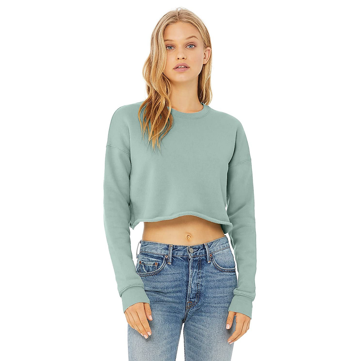 Bella + Canvas Ladies' Cropped Fleece Crew L DUSTY BLUE
