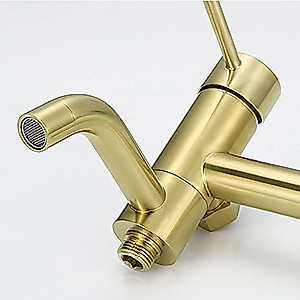 MINJING Handheld Toilet Bidet Sprayer, Brass Bidet Faucet Warm Mixer Cold and Hot, Toilet Sprayer for Personal Hygiene, Bathroom Bidet Attachment, Brushed Gold