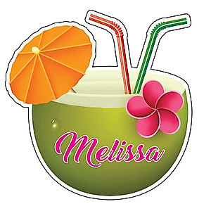 Magnet Customized for your Stateroom Door on your Disney Cruise, Carnival, Royal Caribbean, etc. - Personalized Coconut Drink with Pink Flower