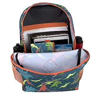 Trail maker Boy's 6 in 1 Backpack With Lunch Bag, Pencil Case, and Accessories (Dueling Dinos)