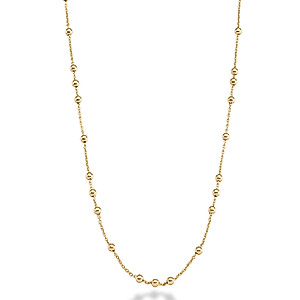 Miabella Italian 18K Yellow or Rose Gold Plated Beaded Ball Rosary Long Wrap Layering Station Chain Necklace for Women, 60" (Yellow-Gold-Plated-Bronze)