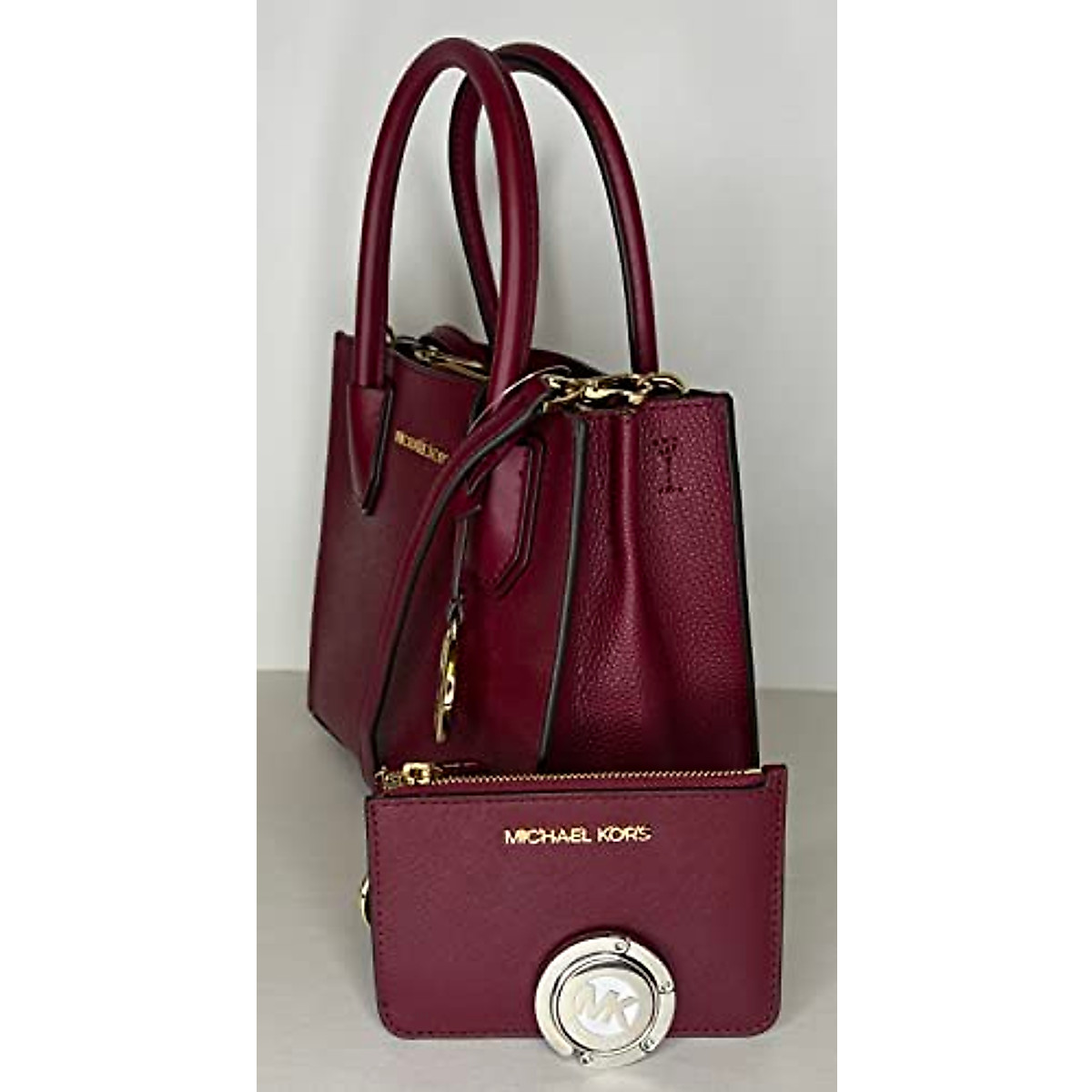 Michael Kors MICHAEL Michael Kors Mercer MD Messenger bundled SM TZ Coinpouch Purse Hook (Mulberry)
