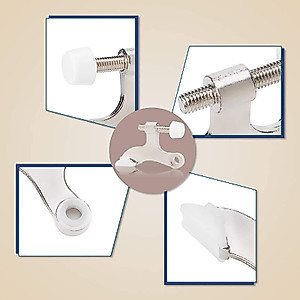Enconker Hinge Pin Door Stopper Satin Nickel 4 Pack, Adjustable Head Screw Heavy Duty Wall Protectors from Door Knobs, Convenient Easy Installation Rubber Bumper Tips Prevent Wall Damage
