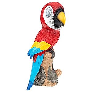 Operitacx Parrot Garden Statue Solar Light Resin Parrot Figurine Animal Sculpture Landscape Lamp for Indoor Outdoor Patio Yard Lawn Decor