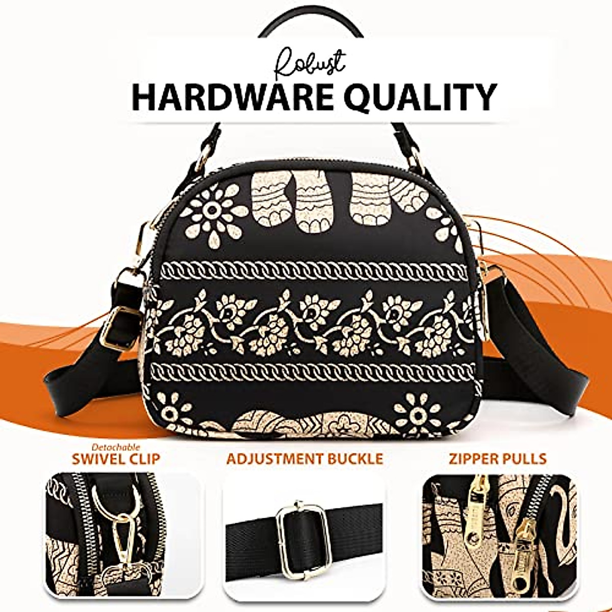 Katloo Small Crossbody Cell Phone Purse for Women Nylon Satchel Wallet Designer Handbags Tote Bag with Top Handle/Detachable Shoulder Strap (Black)