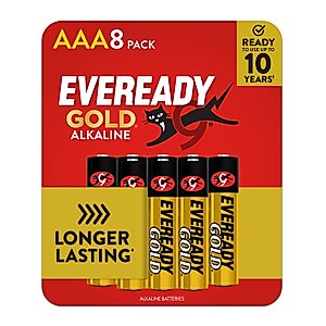 Eveready Gold Alkaline AAA Batteries, 8 Pack of Triple A Batteries