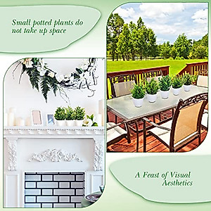 XunYee Small Fake Plants Mini Faux Plants for Office Desk Potted Artificial Plants Flowers Indoor Plastic Plant Decor Aesthetic Greenery Desk Plant for Home Bathroom (White Pot, Greenery, 12 Pack)