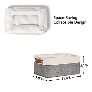 DULLEMELO Collapsible Bundle Baskets 4 Cube Baskets 13"x13"x13" + 6 Small Baskets 11.8"x7.9"x5.1"（White&Grey