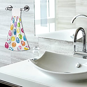 Boccsty Beautiful Easter Egg Hanging Kitchen Towels 2 Pieces Spring Dish Cloth Tie Towels Hand Towel Tea Bar Towels for Bathroom Farmhous Housewarming Tabletop Home Decor